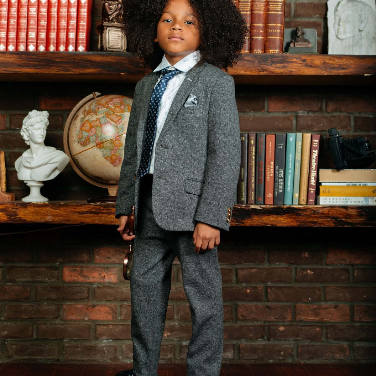 Boys Grey Suit | Noir Micro Plaid | Appaman