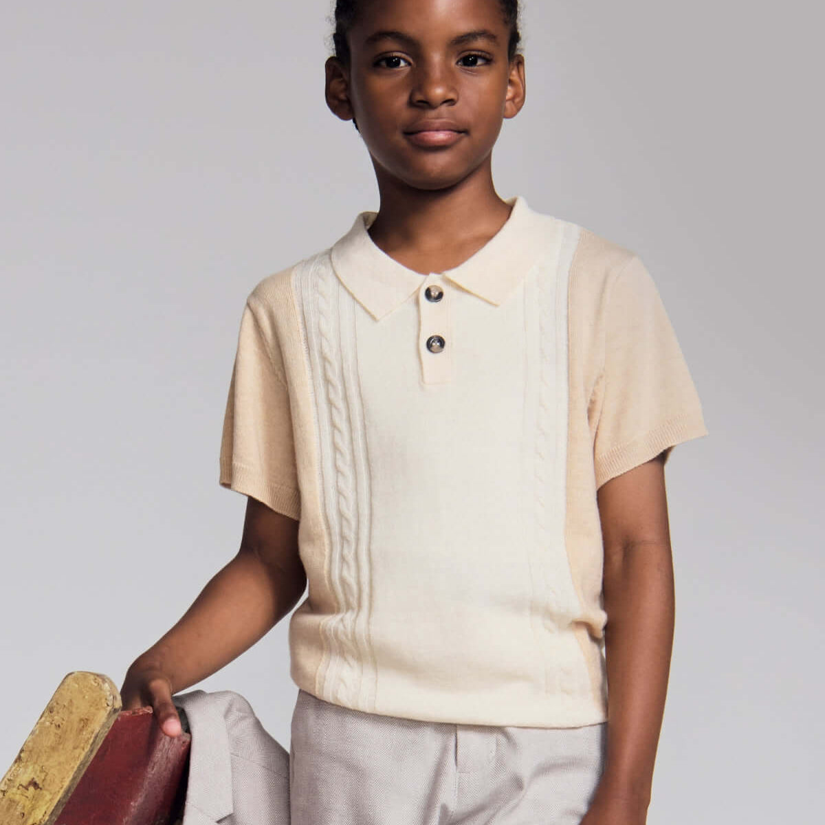 Boys Beige Sweater Knit Polo | Appaman