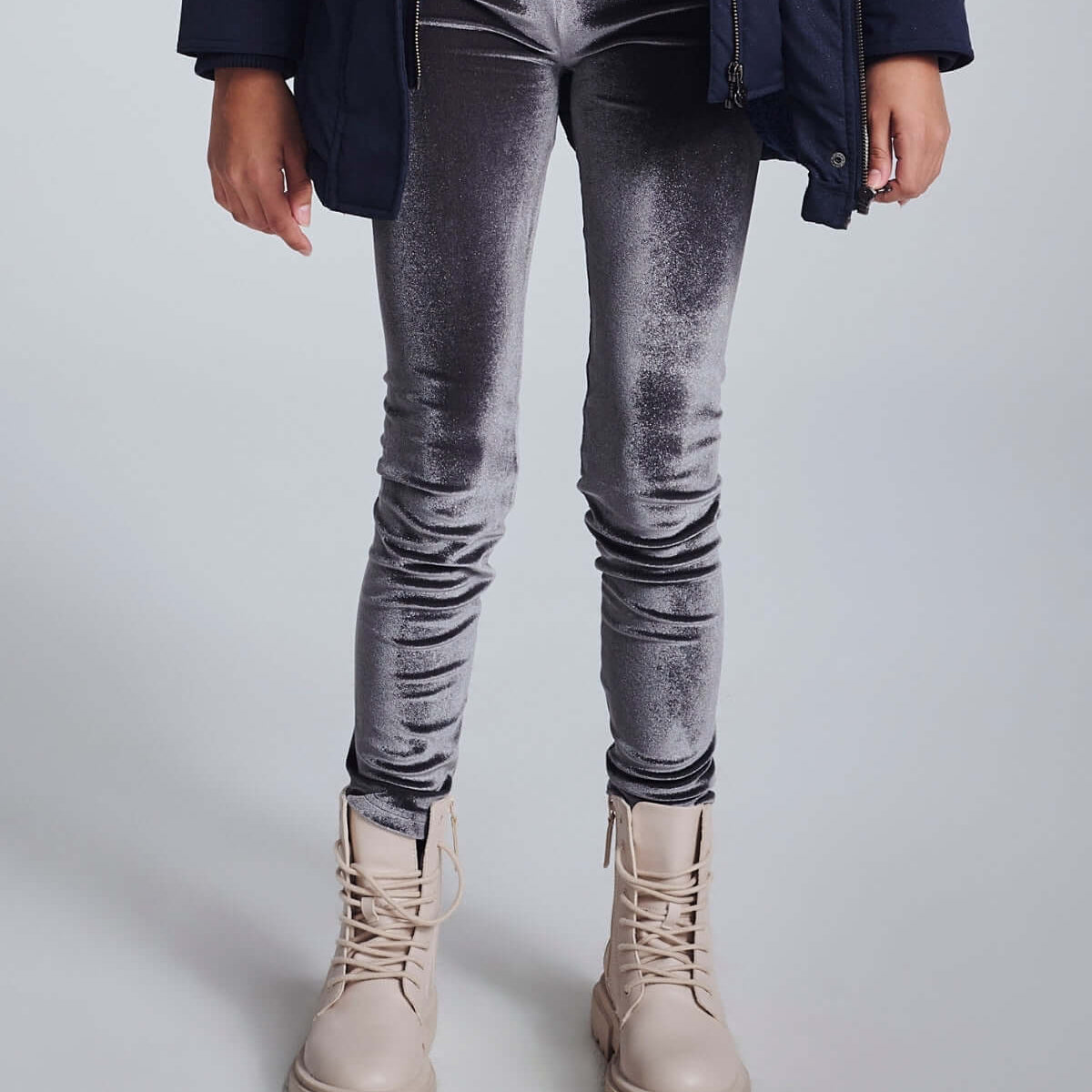 Girls Silver Leggings: Shiny Velvet Comfort | Appaman Kids